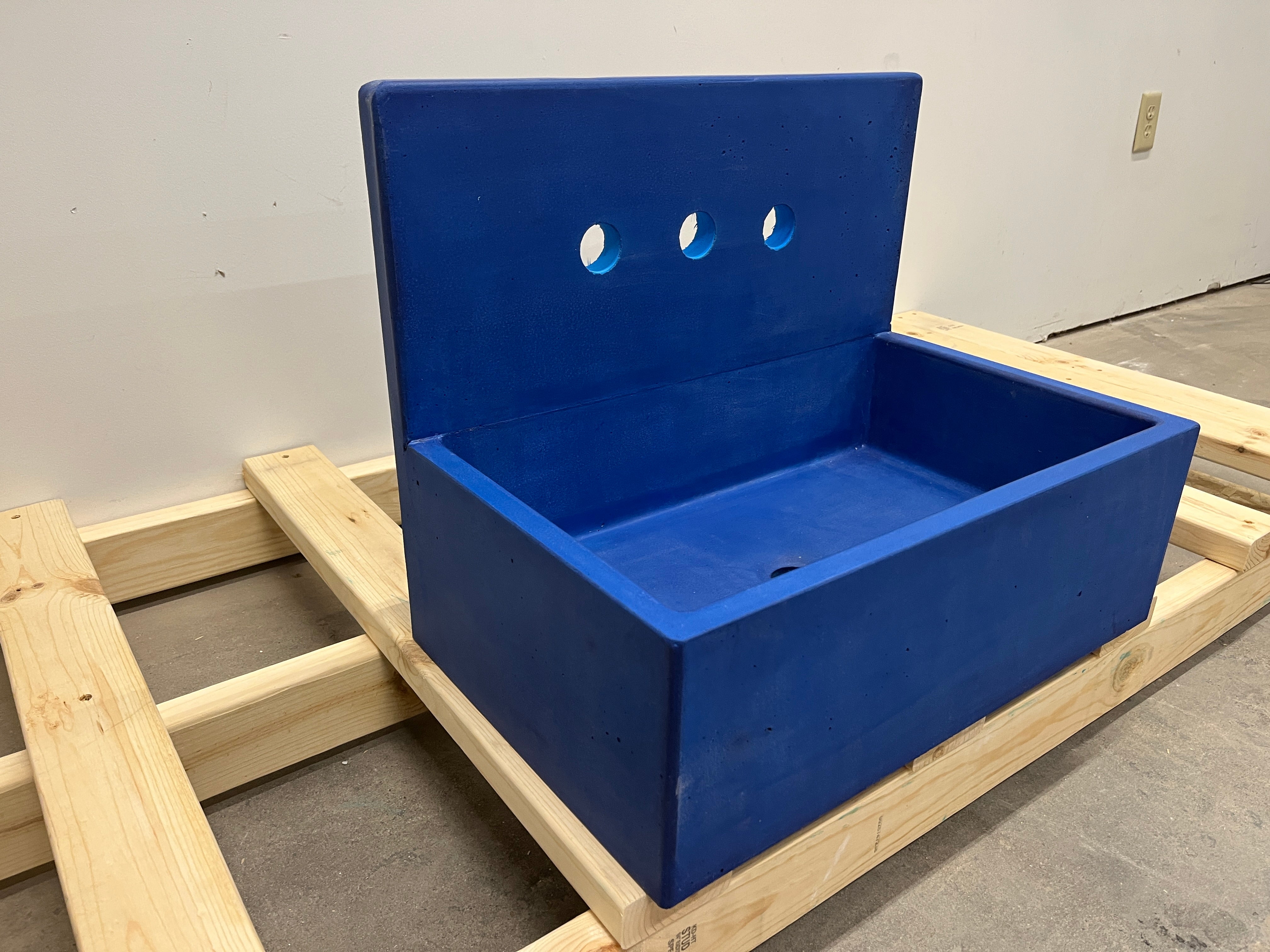 Floating Bucket Sink with Tall Backsplash – Wood and Stone Designs