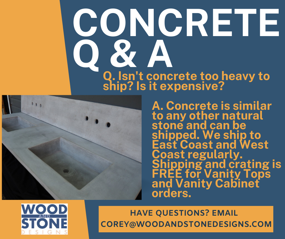Aspen Concrete Vanity Top - One Integrated Sink and Extra Counter Spac ...