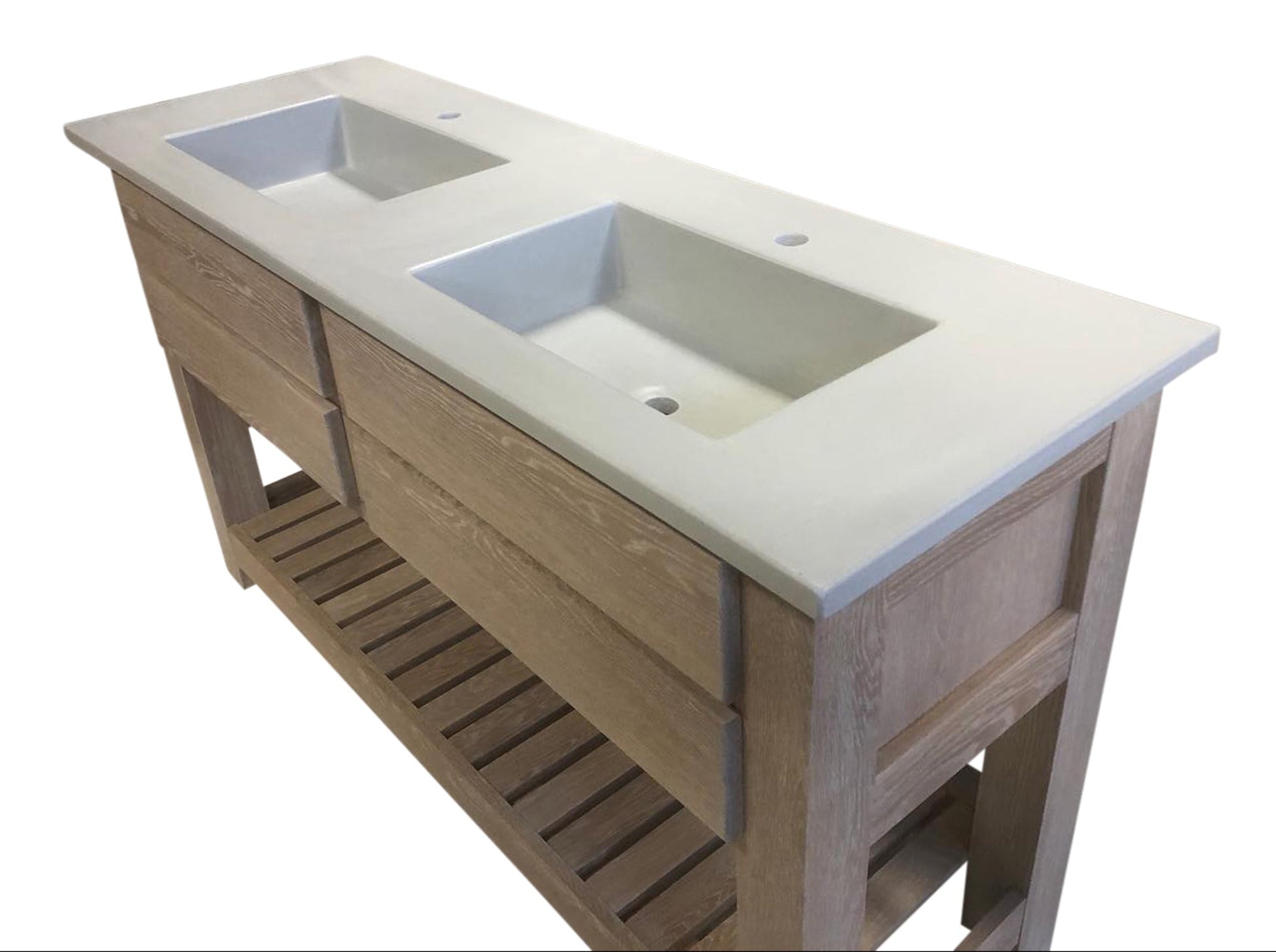Washington Double - 72" Vanity Cabinet & Concrete Vanity Top w Sinks S ...