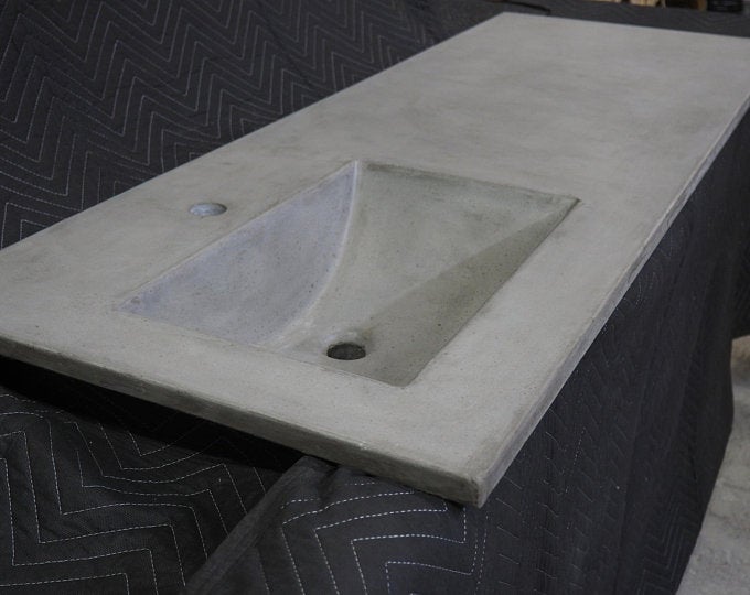 Aspen Concrete Vanity Top - One Integrated Sink and Extra Counter Spac ...