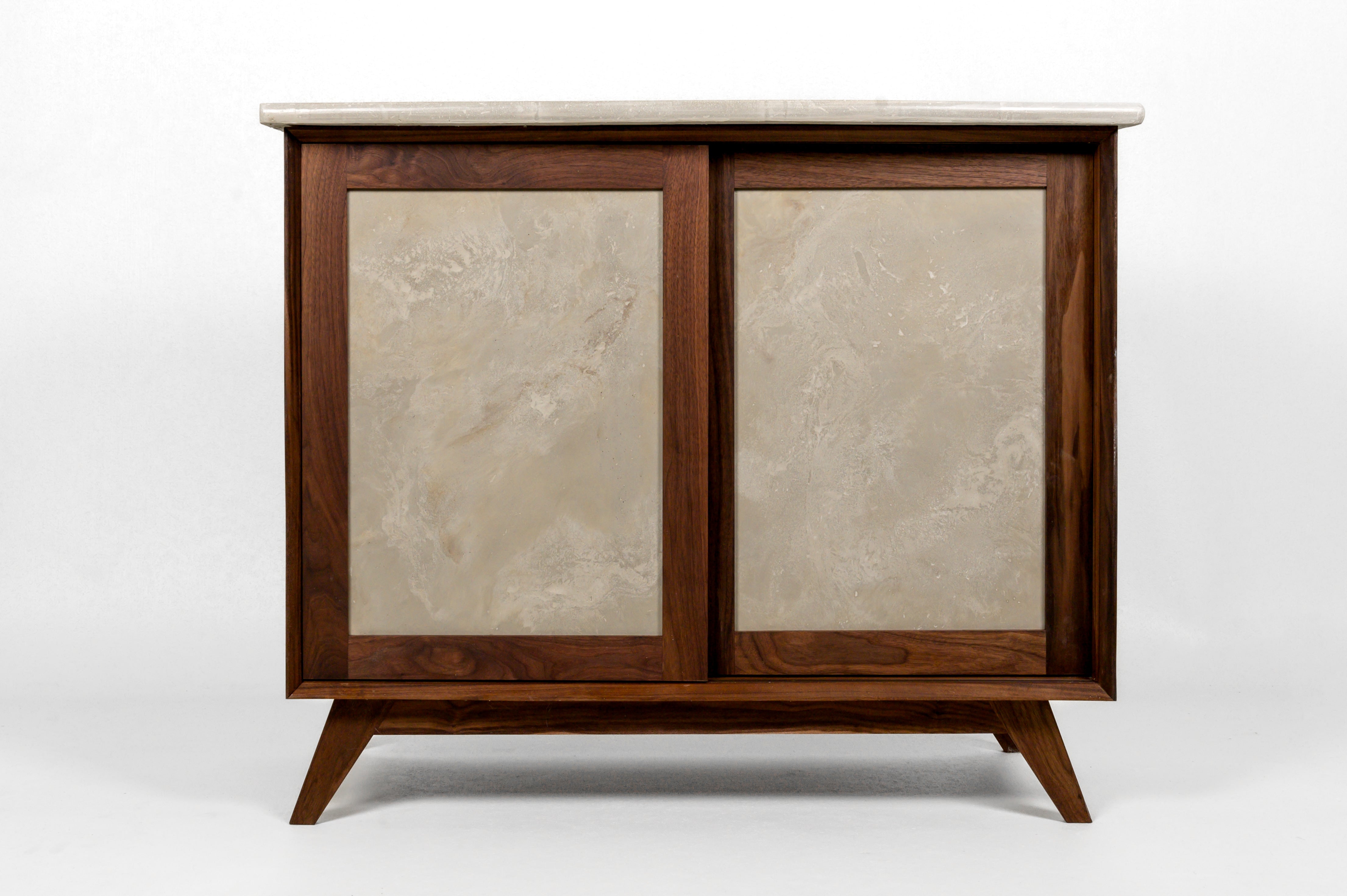 Mid Century inspired Media Cabinet w concrete door inserts – Wood and ...