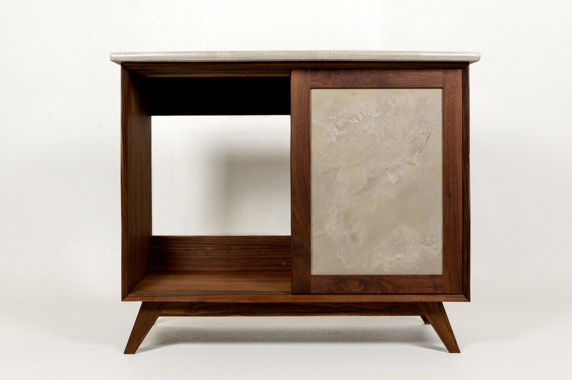 Mid Century inspired Media Cabinet w concrete door inserts – Wood and ...