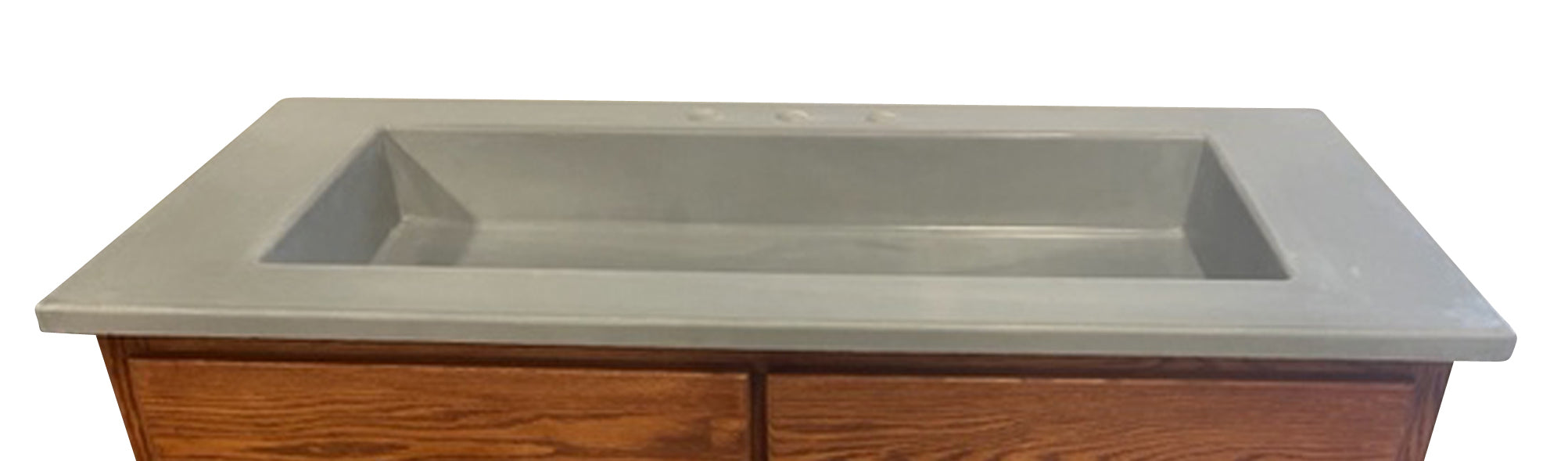 The Portland - Concrete Vanity Top with Rectangle Trough Sink – Wood ...